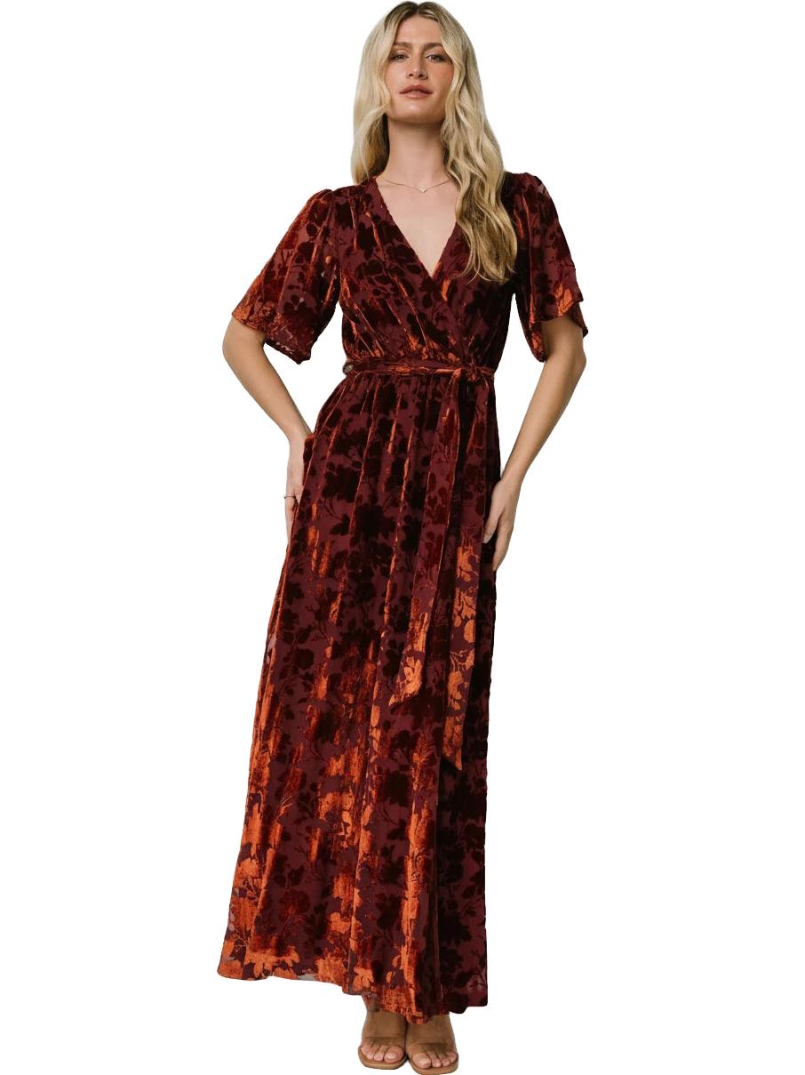 XH TEXTILES XH Textiles Velvet Burnout Maxi Dress
